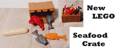 New LEGO Boat Dock Seafood Catch Crate Crab Dinner Fish French Bread ...