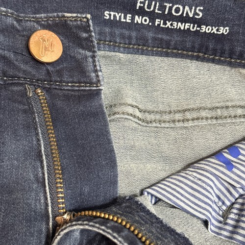 Mugsy Jeans Mens 30X30 (31x28) Blue Fultons Slim Fit Tapered Stretch Travel NICE | eBay