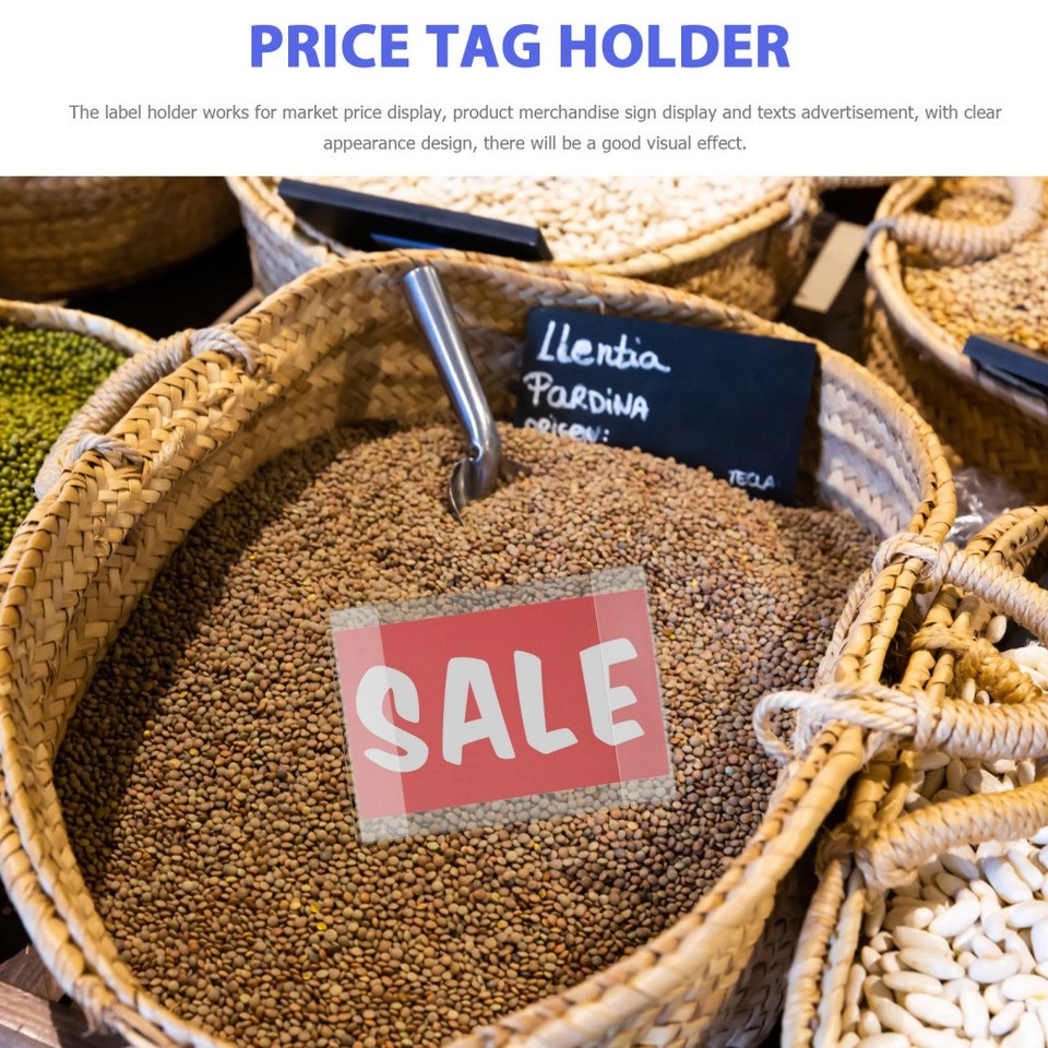 10 Pcs Price Tag Clear Sign Holder Display Stands Plastic Label Holders ...