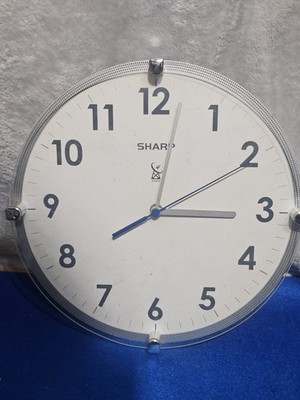 Vintage atomic clock wall mount clear chrome white analog SHARP | eBay
