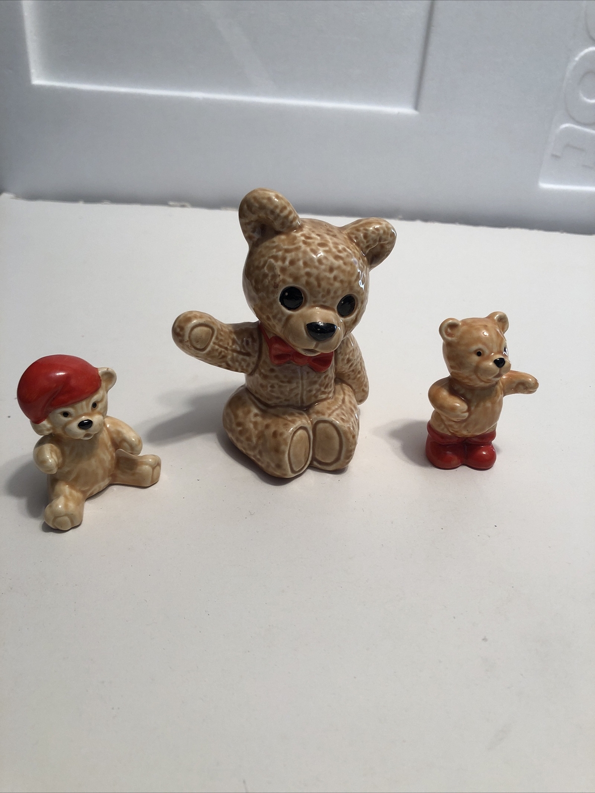 Vintage Goebel Figurine Teddy Bear w/Red Bow Porcelain Collectible ...