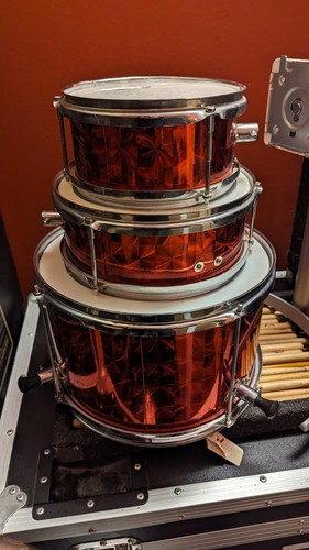 3 LP Rhythmix Series Rack Toms 13x9", 10x5", 8x4"! Iridescent Red ...