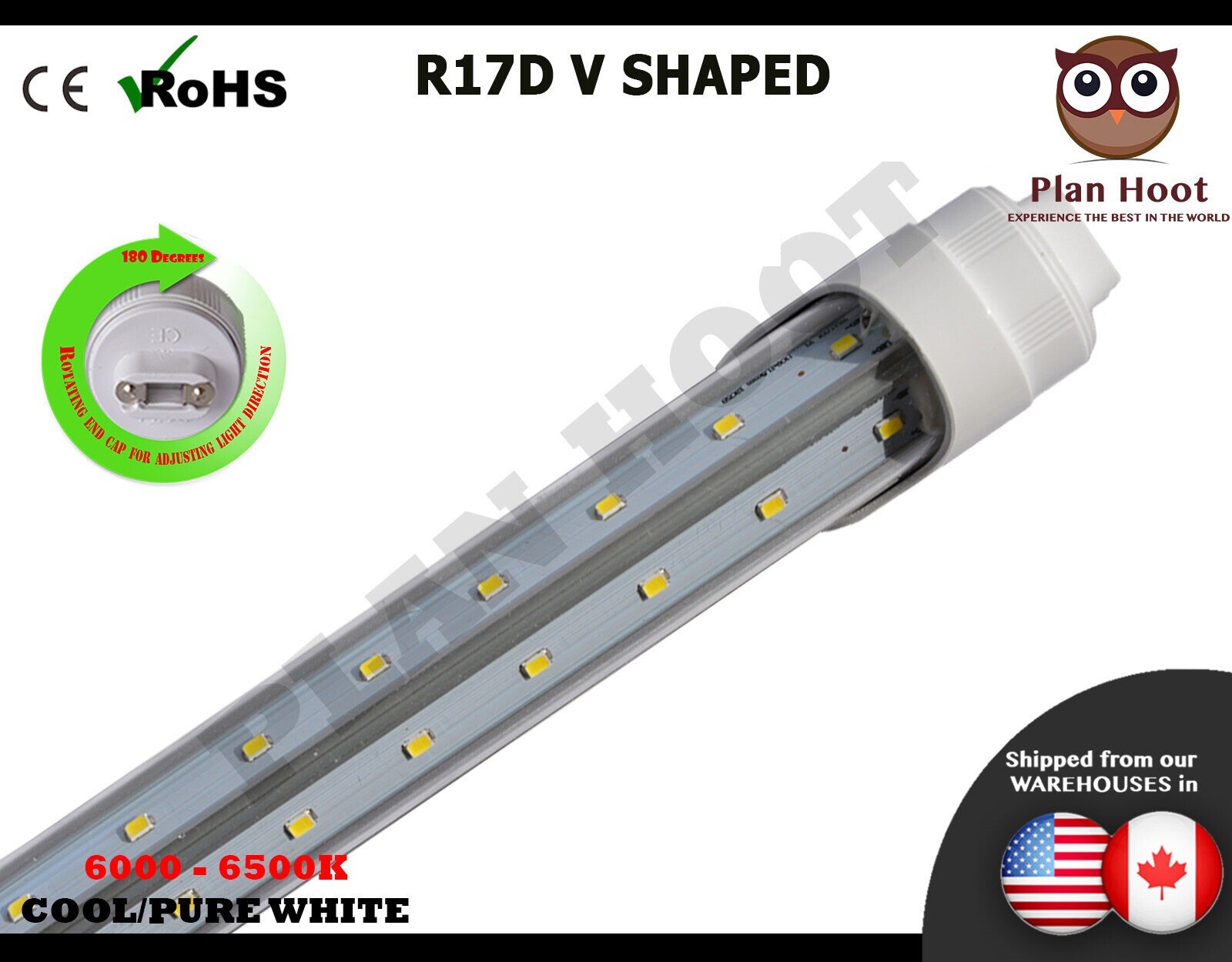 R17D 6FT 48WT Replacement for F72 T8T12/CW/HO LED V Shaped Tube Light ...