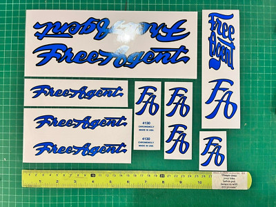 Free Agent bmx sticker decals blue on clear | eBay