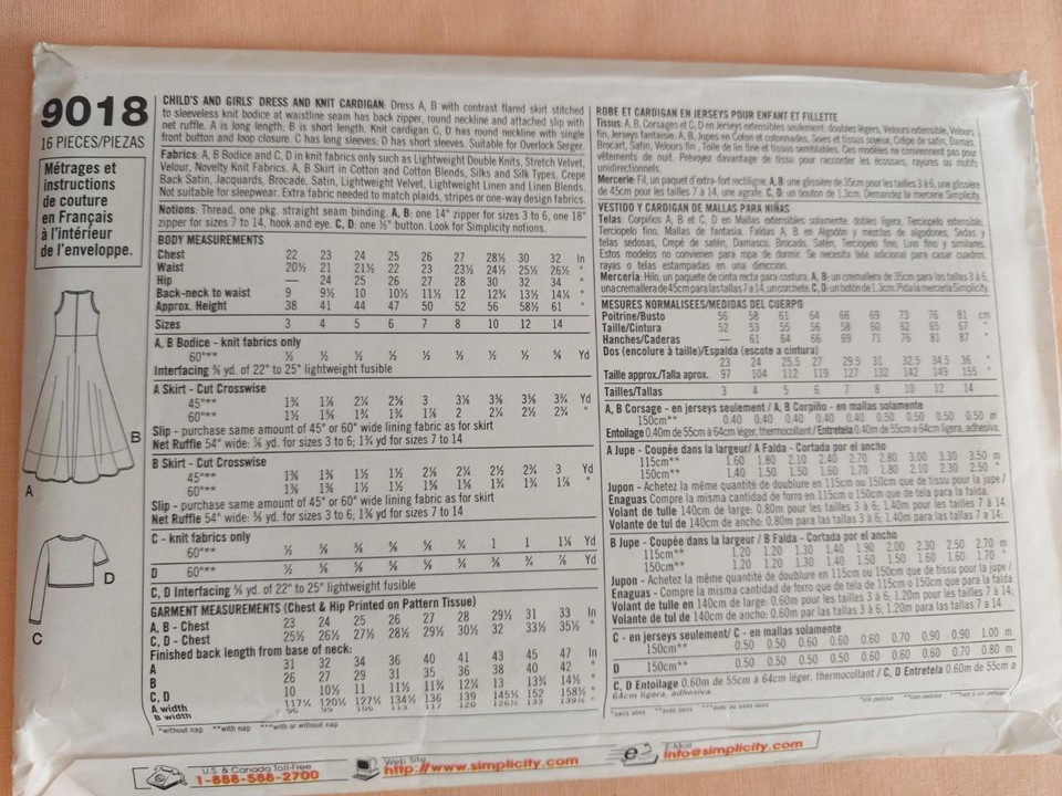 Simplicity 9018 Child's Dress & Knit Cardigan Pattern Size 3-4-5-6 | eBay