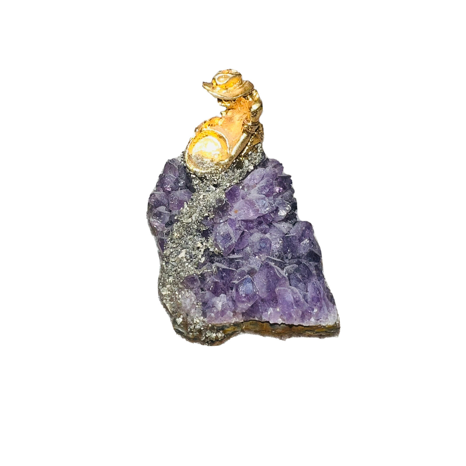 [UNIQUE] Amethyst Geode Crystal Pyrite Mining Scene Fools Gold | eBay