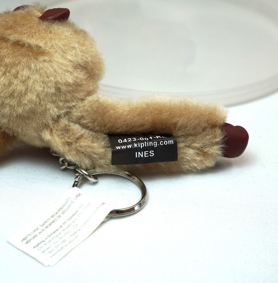 NWOT Kipling Fuzzy MONKEY BAG CHARM KEY CHAIN "INES" Tan | eBay
