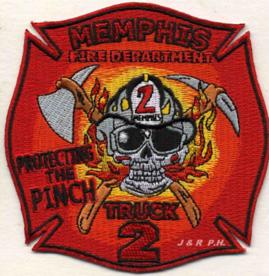 Memphis Truck - 2 "Protecting the Pinch", Tennessee (4" x 4" size) fire ...