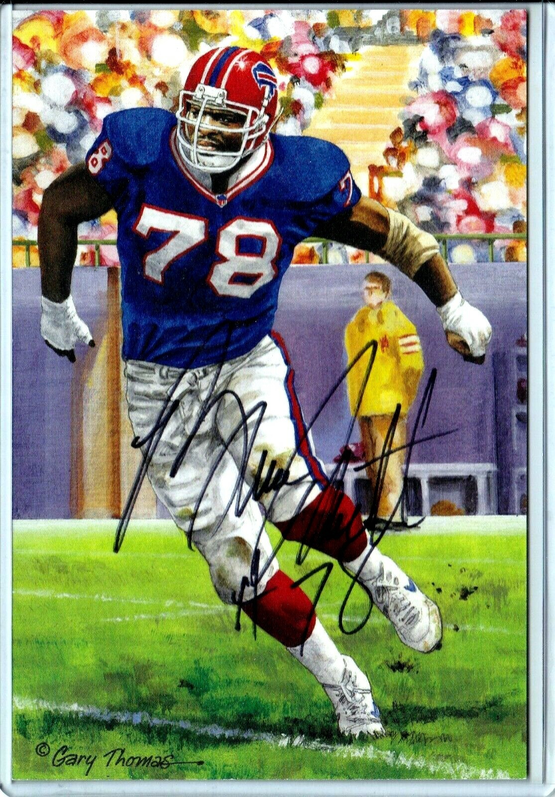 Buffalo Bills BRUCE SMITH autographed signed auto Goal Line Art Gold ...