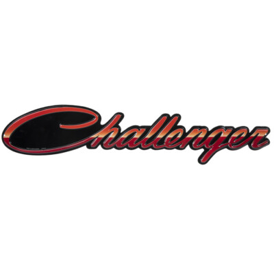 Dodge Challenger Metal Sign Tin Red Cursive Writing Gearhead Mancave ...