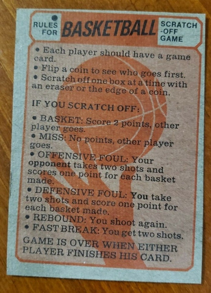 1974-75 Topps Basketball Scratch off Game - Unscratched Orange - NBA | eBay