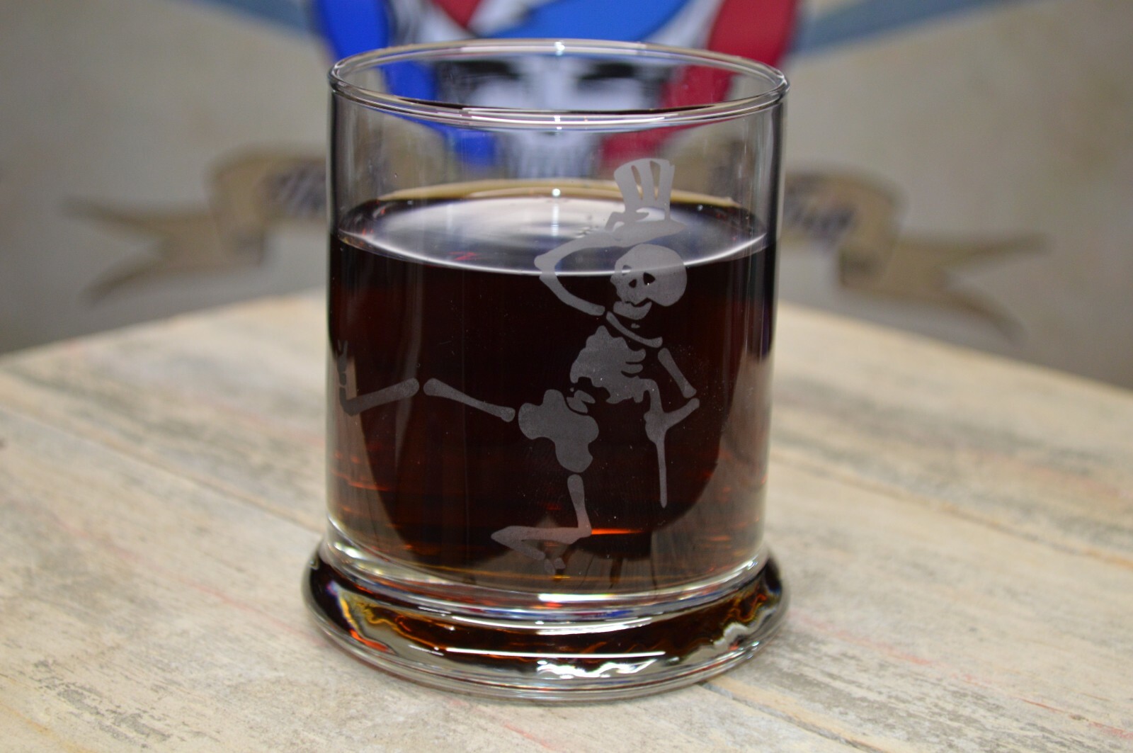 Etched glassware Grateful Dead Skeleton Whiskey Drinking Glass | eBay
