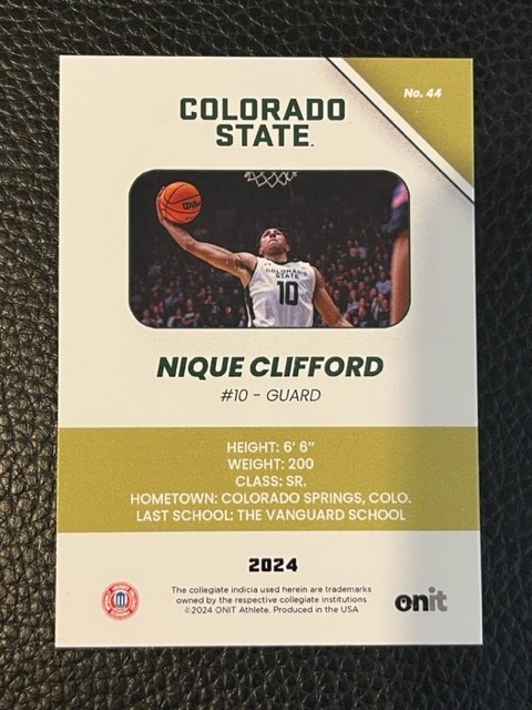NIQUE CLIFFORD 2024 ONIT Colorado State Basketball SILVER HOLO parallel ...