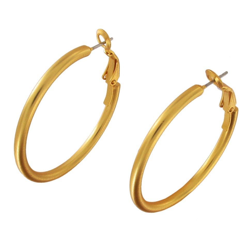 Classic Matte Gold Tone Solid Hoop Earrings For Women Fashion Jewelry 1 ...