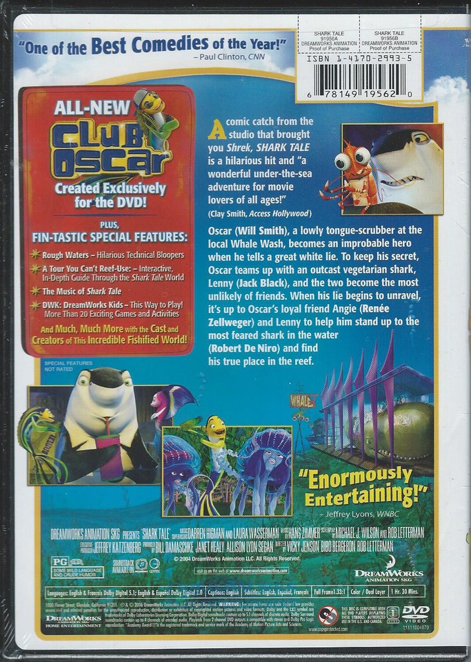 Shark Tale DVD 2005 Full Screen Fish Dreamworks Movie BRAND NEW FACTORY ...