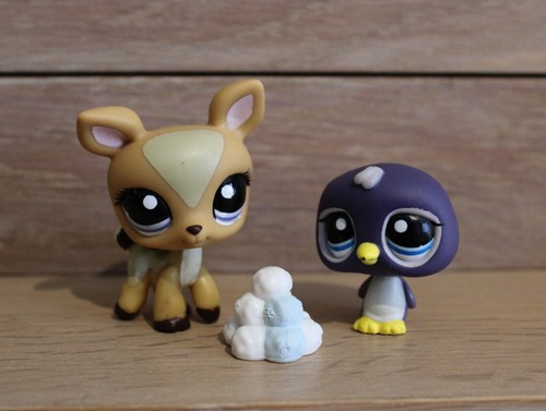 Littlest Pet Shop #1123 Deer, #1130 Penguin, Collector's Tin HASBRO LPS ...
