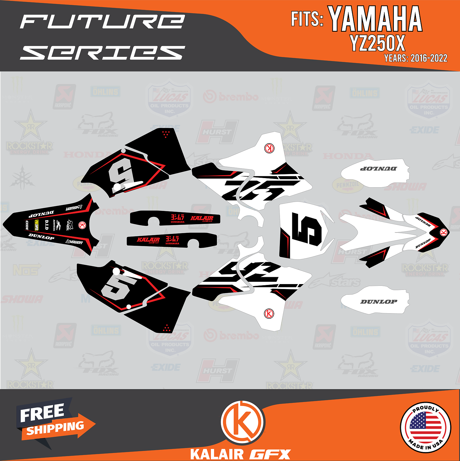 Graphics Kit for Yamaha YZ250X (2016-2022) Future-red | eBay