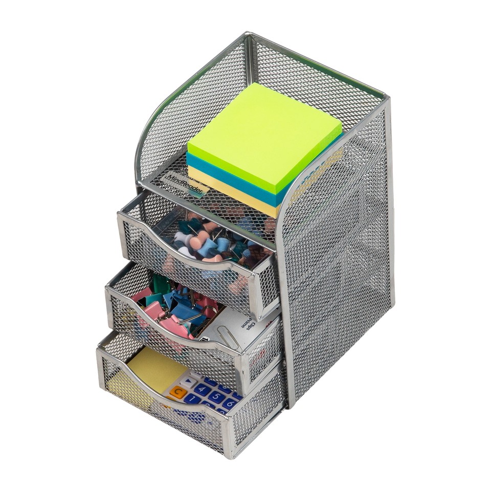 Desktop Accessory Storage, Paper Binder Clip Basket.... Metal, Silver ...