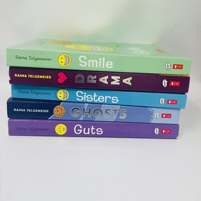 Lot of 5 Raina Telgemeier Books Smile (SIGNED) Drama Sisters Ghosts ...
