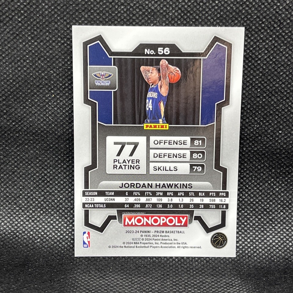 Jordan Hawkins 2023-24 Panini Prizm Monopoly #56 New Orleans Pelicans ...