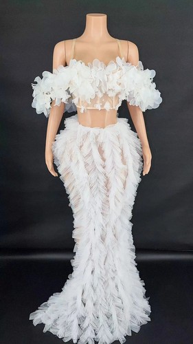 Women Sexy Mesh Transparent Long Dress Singer Show Stage Wear Party ...