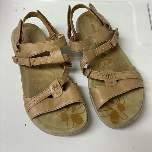 Merrell Swivel Lavish Women’s Sand Dollar Tan Leather Strappy Sandals ...