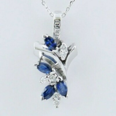 WP22 14Kt White Gold Diamond and Sapphire Pendant | eBay