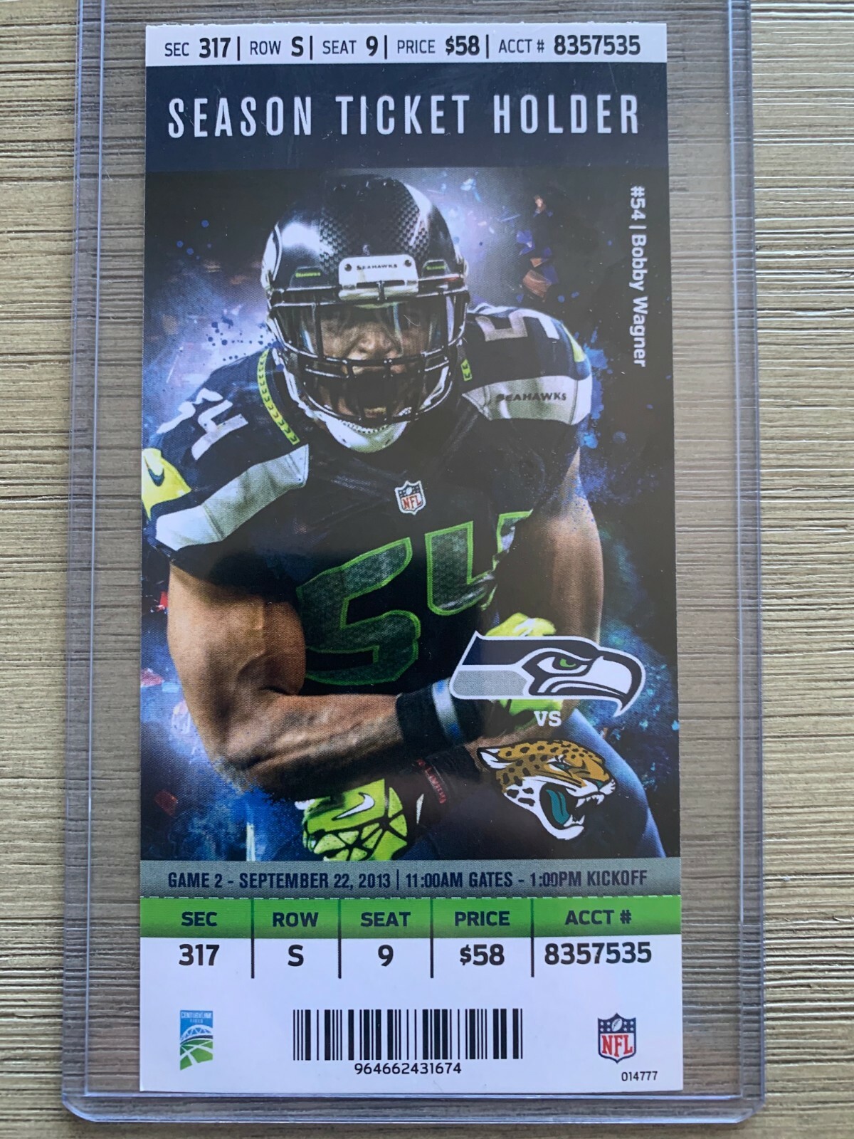 2013 Seattle Seahawks vs Jax Jaguars 9/22/2013 Ticket Stub Russell ...