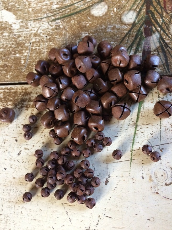 48 Primitive 6mm Rusty LOOK Tin JINGLE BELLS 1/4 in 1/4" Christmas ...