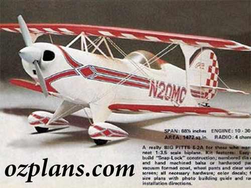 Pitts S-2A 60 Biplane 69" WS RC MODEL AIRPLANE PLANS TEMPLATES PRINTED ...