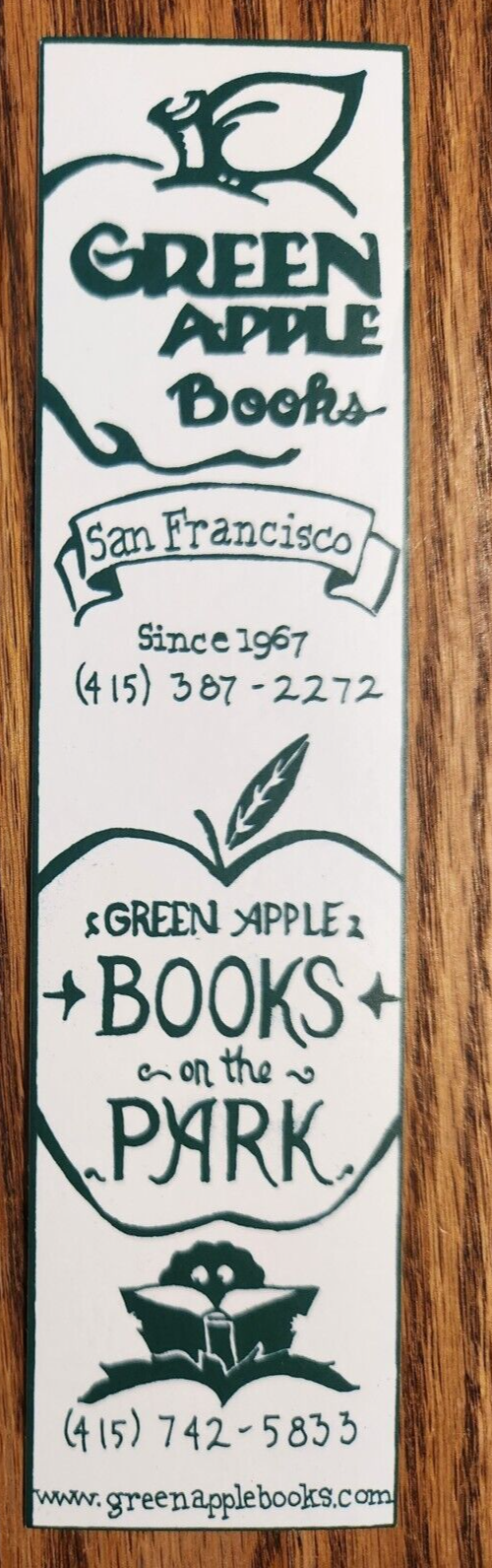 Green Apple Books On The Park San Francisco California Paper Bookmark | eBay