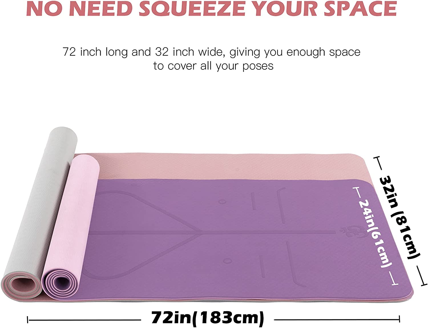 Extra Wide Yoga Mat for Women and Men, 72"x 32"x 1/4", Eco-Friendly TPE ...