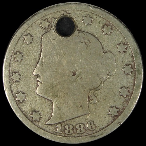 1886 Liberty V-Nickel AG+ Almost Good KEY DATE COIN Holed Coin Great ...