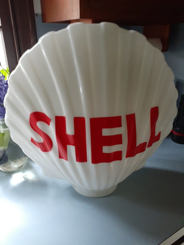 VINTAGE RARE ORIGINAL 18” Milk Glass Clam Shell Gas Pump Globe | eBay