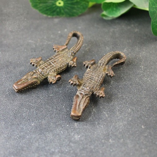 Solid Copper 1 pair Crocodile Statue Ornament Animal Alligator Figurine ...