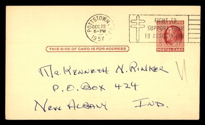 MayfairStamps US 1957 Pennsylvania Pottstown to New Albany IN Slogan ...