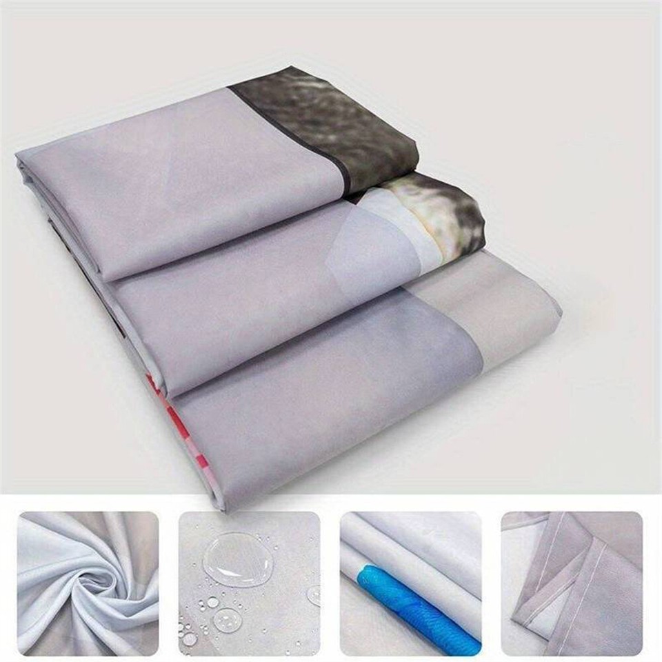 Sea Sun Tree Flower Waterproof Shower Curtain Bath Mat Toilet Lid Cover ...