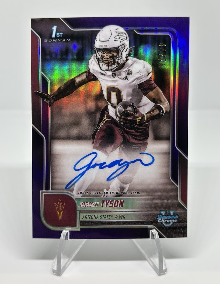 2025 Bowman U Chrome Jordyn Tyson Purple Auto /75 On-Card 1st Arizona ...