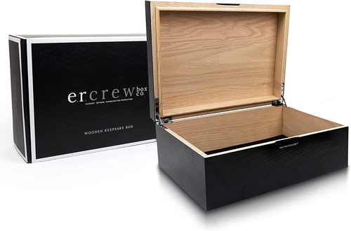 Large Wooden Box with Hinged Lid - 12X9 Inch Wood Box. Wooden Storage ...