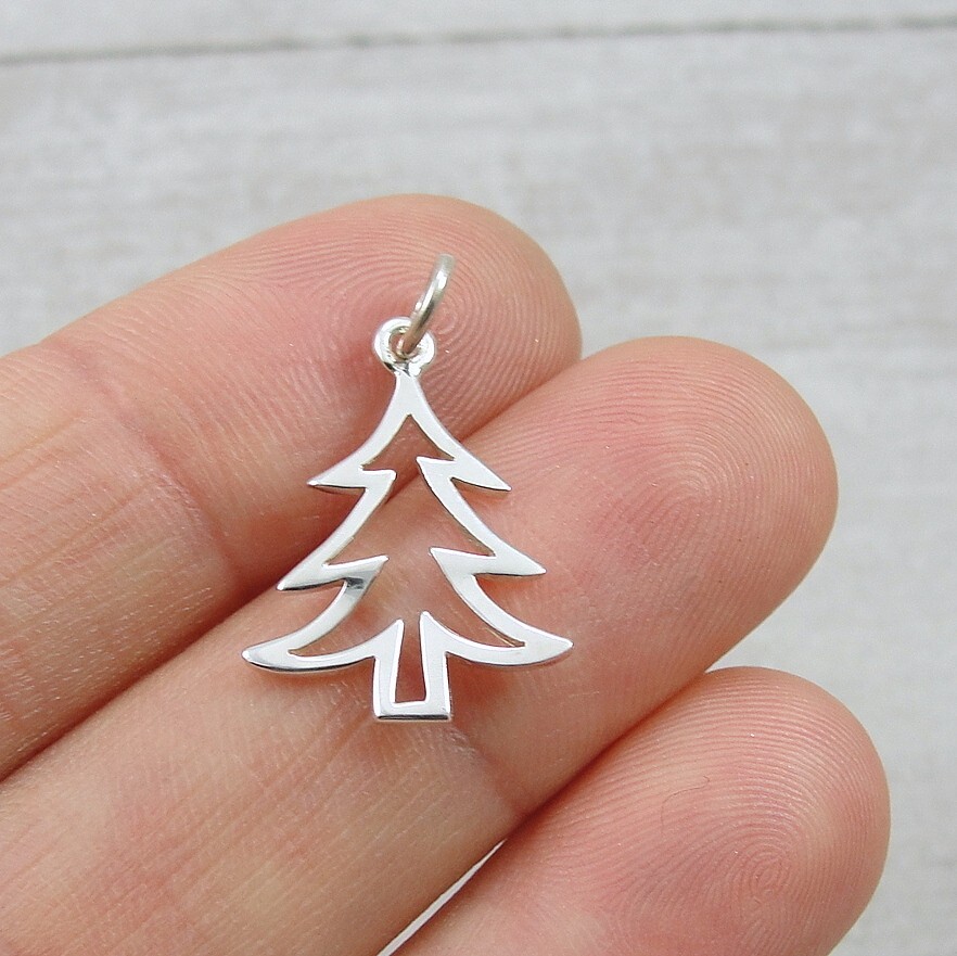925 Sterling Silver Christmas Tree Charm - Pine Tree Pendant Jewelry ...