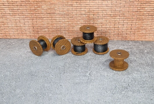 Cable Drum Spool Set of Six OO Gauge 1:76 Scale Model Scenery Railway ...
