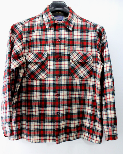 VINTAGE PENDLETON CAMP SHIRT MEN'S LARGE RED PLAID WOOL BUTTON FRONT | eBay
