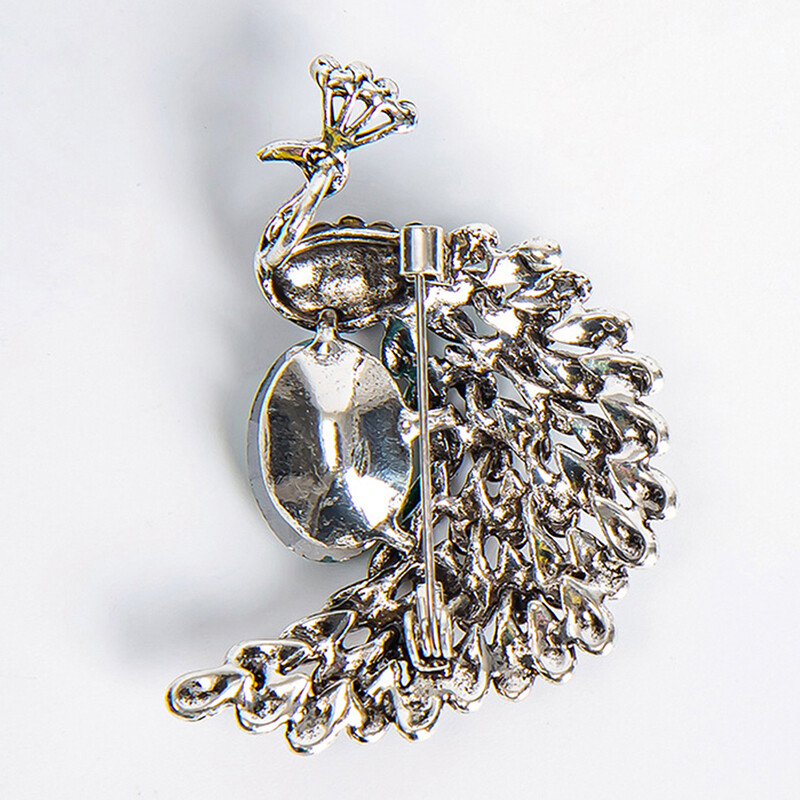 Retro Red Rhinestone Peacock Brooch Pins For Women Brooches Jewelry ...