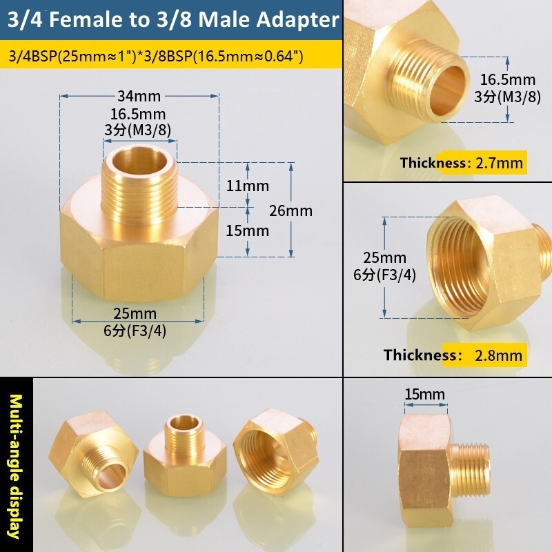Brass Female to Male Threaded Hex Pipe Fitting Water Adapter Coupler ...