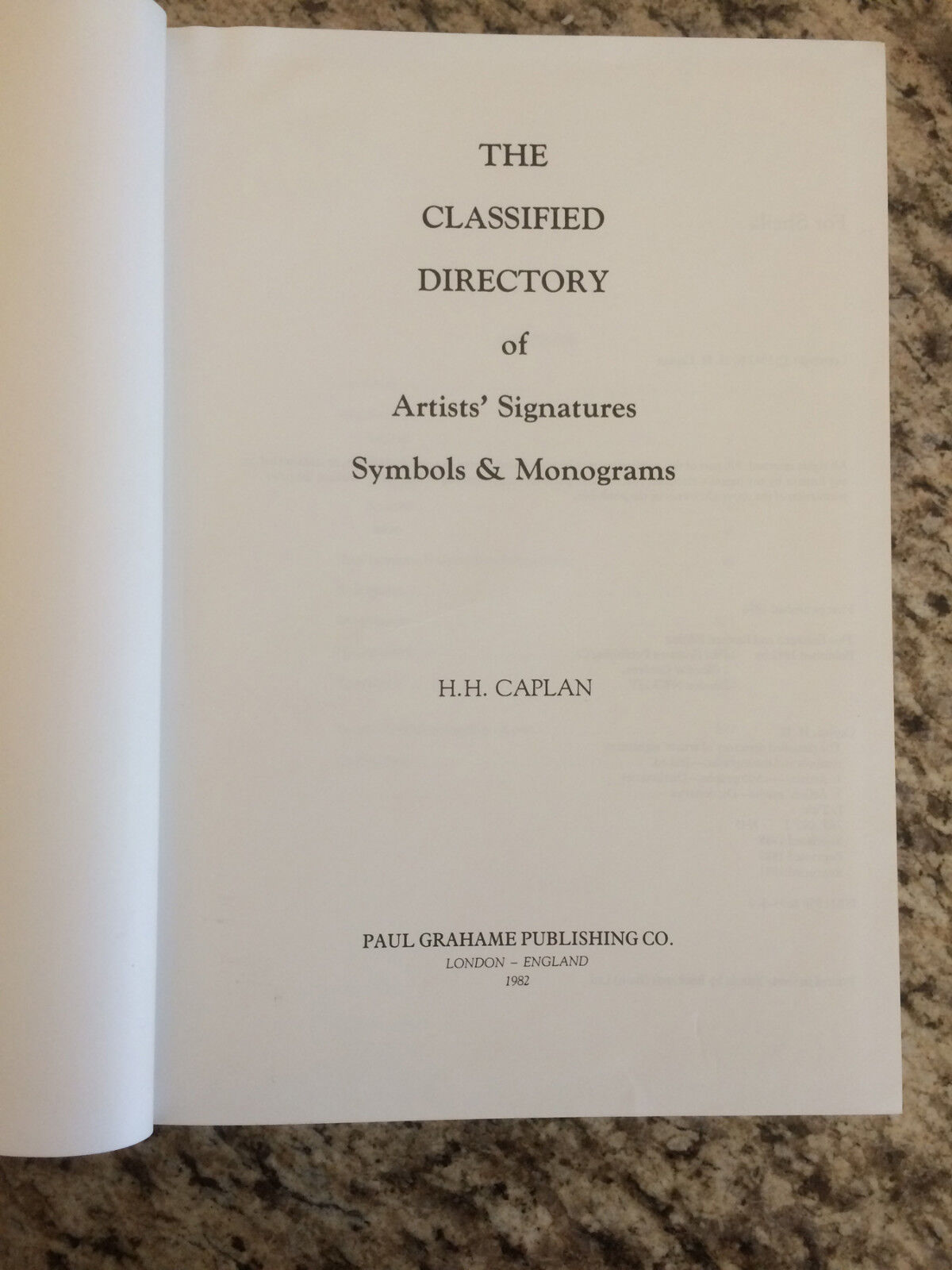 CLASSIFIED DIRECTORY OF ARTISTS' SIGNATURES, SYMBOLS AND MONOGRAMS ...