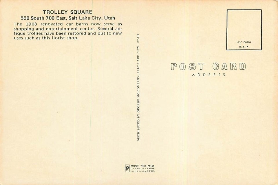Postcard Trolley Square Shopping Center, Salt Lake City, Utah | eBay