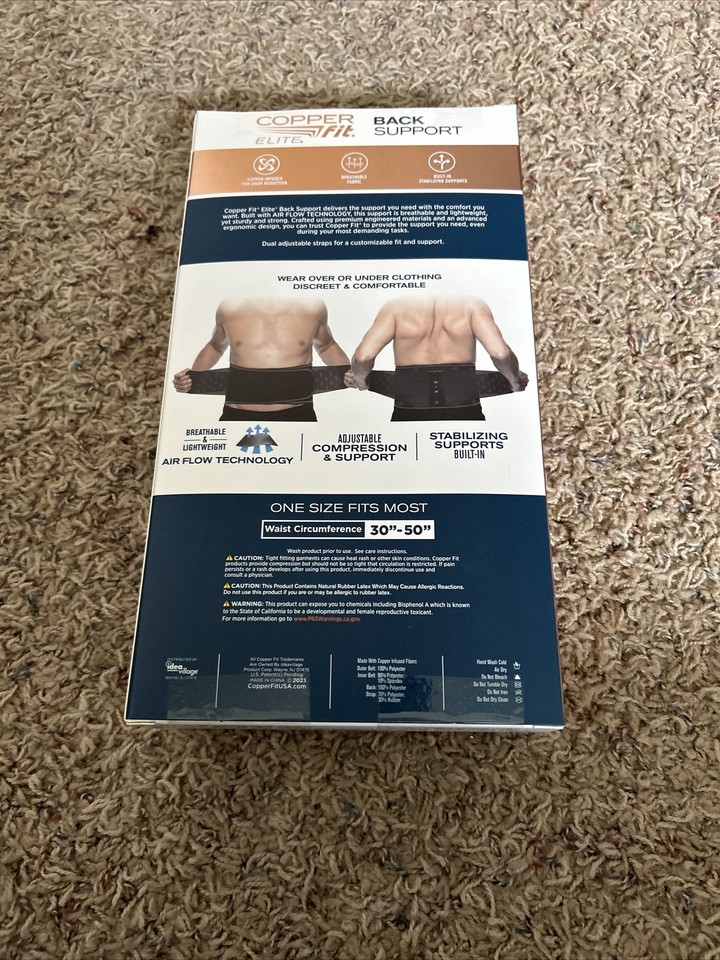 Copper Fit Elite Back Support AirFlow Back Brace Adjustable Double-Band ...