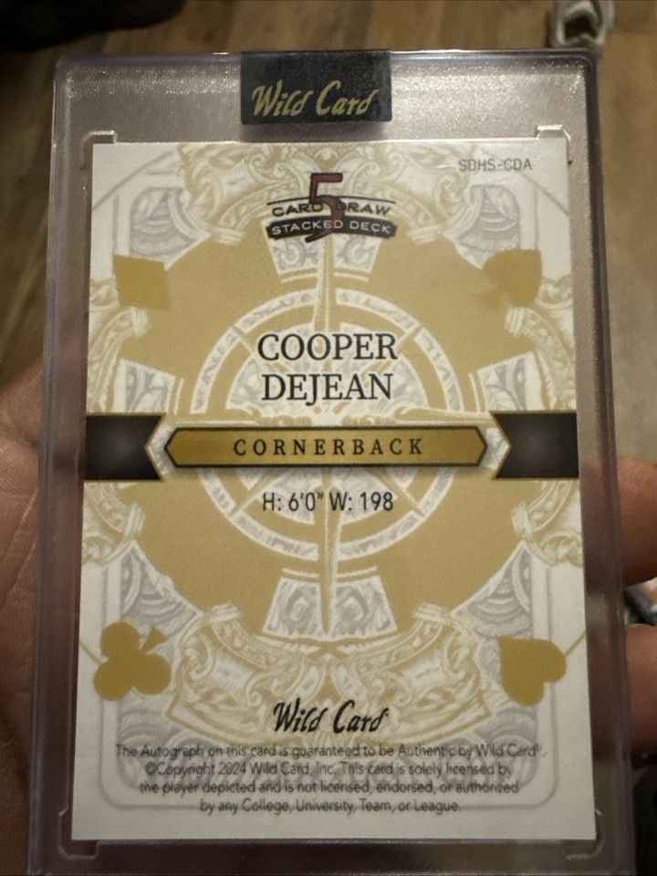 2024 Wild Card 5 Card Draw Gold Cooper Dejean Auto Jack Of Spades 1/1 ...