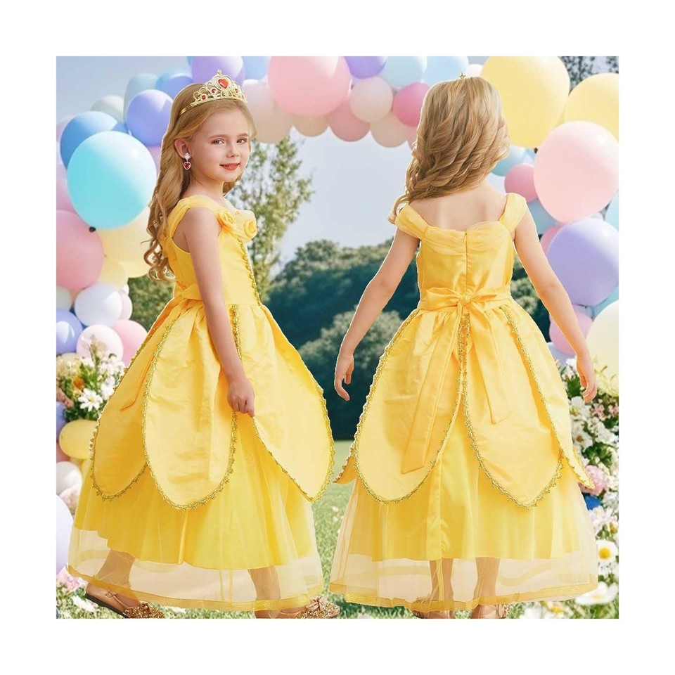 Princess Belle Dress up Costume for Girls Yellow Dresses Halloween ...