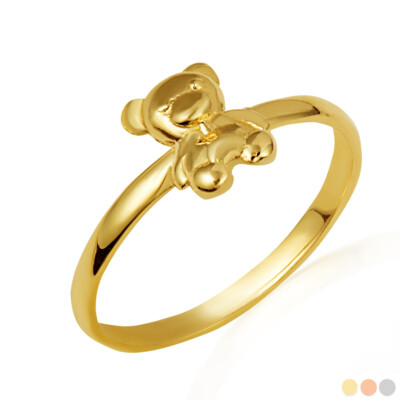 Gold Teddy Bear Ring (Available in Yellow/Rose/White Gold) | eBay